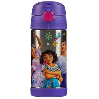Thermos Thermos - Bouteille deau Encanto (355 ml) - Sans BPA, en acier inoxydable, anti-déversement, paille pop-up, gourde Disney Kids avec étiquettes personn