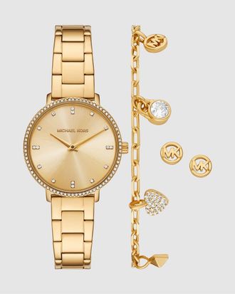Michael Kors montre Pyper &agrave; deux aiguilles en acier inoxydable dor&eacute;