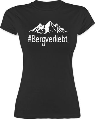 Shirtracer Shirt Damen - Bergverliebt - wei&szlig; - XXL - Schwarz - Geschenkideen f&uuml;r Wanderer Sport Berg Tshirt verliebt Berge Shirts Geschenke Bergsteiger Wander t-