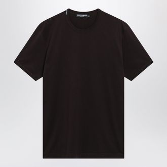 Dolce & Gabbana Braunes T-Shirt aus Baumwolljersey