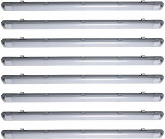 ETC Shop 8er Set led Decken Wannen Lampen Feucht Nass Raum Tages Licht R&ouml;hren Keller Garagen Leuchten
