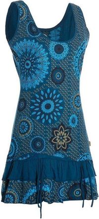 vishes Sommerkleid Damen &Auml;rmellos Bedruckt R&uuml;schen Raffung Baumwolle Alternative Mode, Boho, Hippie, Ethno, Festival