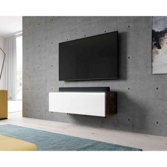 Furnix Furnix - TV-Kommode bargo 100 cm Lowboard ohne led Oldwood Weiß Glanz