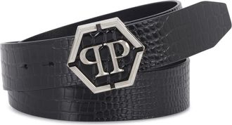Philipp Plein Homme, Accessoires, Noir, Taille: 95 CM Leather Belt Cocco
