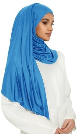 Lina & Lily Hijab Femme &agrave; Enfiler en Jersey Modal pour Femme Musulmane (Bleu Azur)