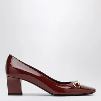 Gucci Burgunderrote Signora Pumps aus Lackleder