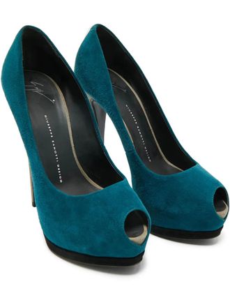 Giuseppe Zanotti Peeptoe-Pumps aus Wildleder - Blau