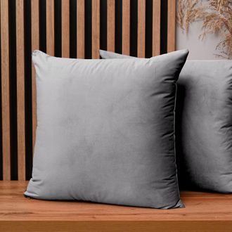 MG Design 2er Set Kissenbez&uuml;ge 55 x 55 cm in Grau - mit Rei&szlig;verschluss, samtig-weich mit dezentem Schimmer, pflegeleicht & langlebig