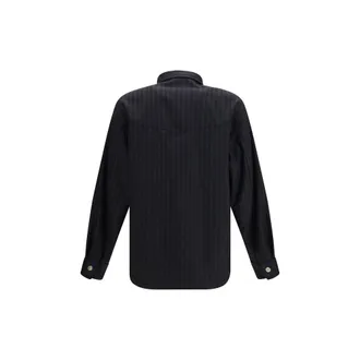 Versace Greca Jacquard Wool Shirt - Black