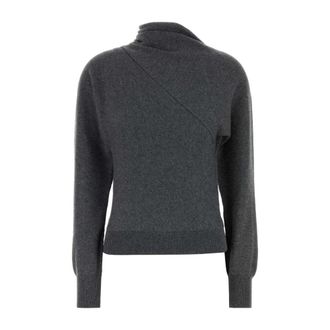 Tom Ford Kaschmir Baumwolle Wickelkragen Strick - - Knitwear - Damen - Grau - S