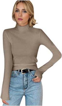 Generic sous Pull Femme Haut Thermique Femme sous Pull Thermique Femme Doux Glamour Robe T Shirt Ample Col Haut Manches Longues Tenue Casual Printemps Automne