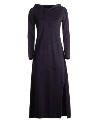 vishes Maxikleid Damen kn&ouml;chellanges Kleid Baumwolle Patchwork Design Kapuzenkleid Alternative Bekleidung, Ethno, Hippie, Retro Style