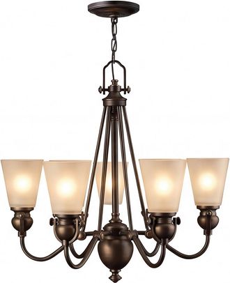 Licht-Erlebnisse Kronleuchter ANABELL 7 Beige Bronze 6xE27 &Oslash;66cm verstellbar Esstisch Wohnzimmer Vintage Design Lampe