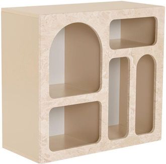 Asir Group LLC Asir Group Llc - Console 5 niches effet marbre beige - Panneau de particule m&eacute;lamin&eacute; - Dimensions 80x74x37 cm - &Agrave; poser au sol, montage facile