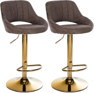 Clp Lot de 2 tabourets de bar Milet en tissu Marron m&eacute;tal or