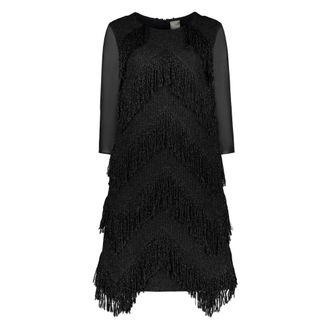 Lorena Antoniazzi Kleid mit Fransen und Lurex - - Dresses - Damen - Schwarzk - S