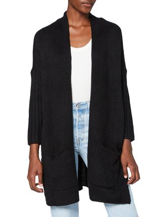 Urban Classics Damen Ladies Oversized Cardigan Strickjacke, Schwarz/Grau, S EU