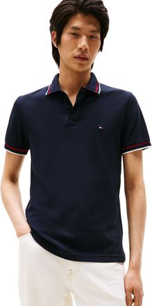 Tommy Hilfiger Herren Poloshirt Kurzarm Cuff Interest Slim Fit, Blau (Desert Sky), XS