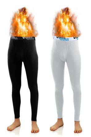 Sesto Senso Herren Lange Unterhosen Baumwolle 2er Pack Thermo Unterwäsche Funktionsunterwäsche Winter 3XL 2 Schwarz Weiß