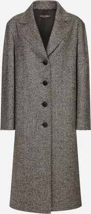 Dolce & Gabbana Einreihiger Wollmantel Mit Fischgrätmuster - Frau Mäntel Und Jacken Mehrfarbig 36