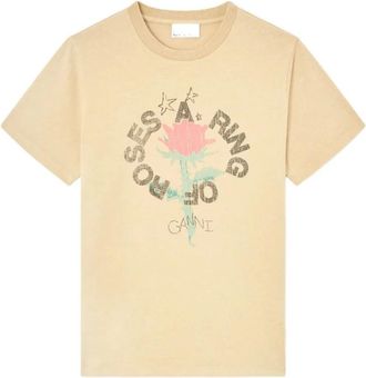 Ganni Femme, Tops, Beige, Taille: 40 FR T-shirt avec Rose