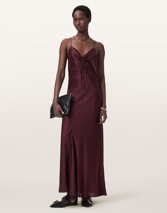 AllSaints Alexia - Robe longue - Rouge bordeaux