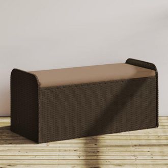 vidaXL Vidaxl - Banc de rangement et coussin marron 115x51x52 cm r&eacute;sine tress&eacute;e