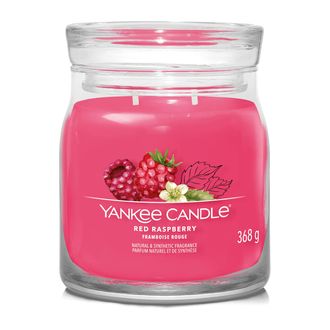 Yankee Candle Company Signature Duftkerze | Rote Himbeere mittlere Glaskerze mit Doppeldochten | Sojawachs-Mischung lang brennende Kerze | Perfektes Geschenk f&uuml;r Frauen