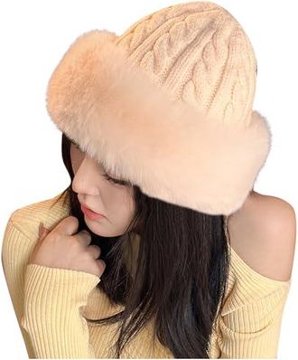 Generic Bonnet Femme Hiver Bonnet Femme Chapeau Femme Hiver Confortable Classique - Bonnet Skullie Uni Femme Hiver, &Eacute;l&eacute;gant pour Soir&eacute;e ou F&ecirc;te, Tricot Fin et