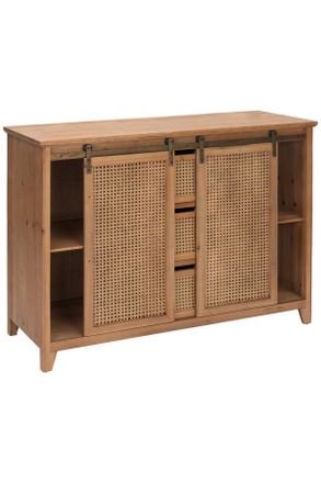 Livetastic Kommode, Natur, Holz, Tanne,Rattan, Tanne,Tanne, massiv, 2 F&auml;cher, 3 Schubladen, 120x86x40 cm, FSC, Wohnzimmer, Kommoden & Sideboards, Kommoden