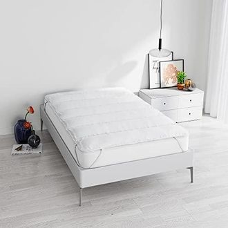 Italian Bed Linen Elegant, gesteppter Topper mit Gummib&auml;ndern, f&uuml;r franz&ouml;sisches Bett, 120 x 195 cm