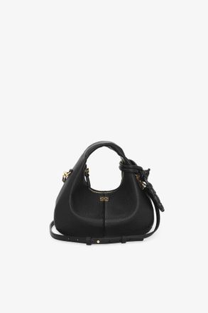 Ganni Schwarze Mini-Hobo-Tasche schwarz