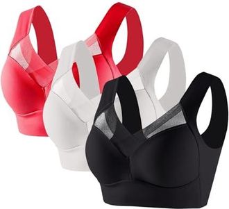Generic Ensemble de soutien-gorge sans fil à couverture complète pour femme - Sans armature - Push Up - Anti-affaissement - Soutien-gorge de sport pour femme 