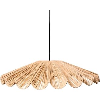 Beliani Lampe Suspendue Boh&egrave;me Abat-Jour Rotin Raphia Fait Main Plafonnier Naturel Sabogal