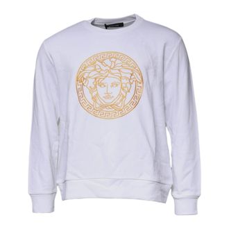 Versace Bestickter Rundhals-Pullover - - Sweatshirts & Hoodies - Herren - Wei&szlig; - 2XS