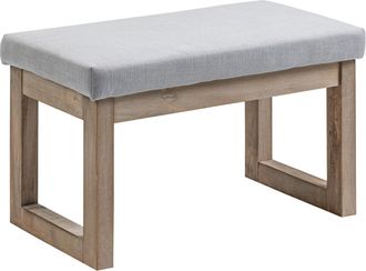 HOMCOM Fu&szlig;bank Fu&szlig;hocker Polsterhocker mit Leinenoptik, Sitzhocker mit Holzbeine, Eingangbank f&uuml;r Wohnzimmer, Schlafzimmer, Grau, 68 x 38 x 42 cm