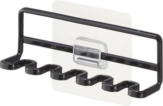 Yamazaki Tableware Yamazaki 4521 Tower Klebehaken-Zahnbürstenhalter, schwarz, Stahl, minimalistisch, 12.5 x 3.5 x 4 cm