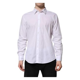 Dolce & Gabbana Wei&szlig;e Baumwoll Staff Langarmhemd - - Shirts - Herren - Wei&szlig; - 3XL