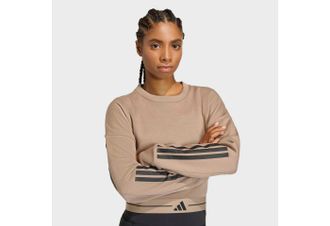 adidas Performance Sweatshirt HYPERGLAM MIT 3-STREIFEN UND RUNDHALSAUSSCHNITT