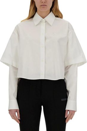 Off-white Femme, Blouses et Chemises, Blanc, Taille: 38 FR Chemise Baseball Livresque en Popeline