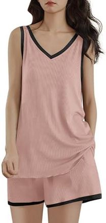 Generic Ensemble de pyjama 2 pi&egrave;ces pour femme, d&eacute;bardeurs, soutien-gorge int&eacute;gr&eacute;, short de pyjama 2 pi&egrave;ces avec cordon de serrage, v&ecirc;tements de nuit doux, gr