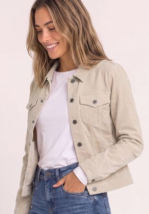 Street One Cordjacke STREET ONE, Damen, Gr. 34, beige (clay sand), Cord, 98% Baumwolle, 2% Elasthan, unifarben, regular fit normal, ohne Ausschnitt, B&uuml;ndchen, Ja