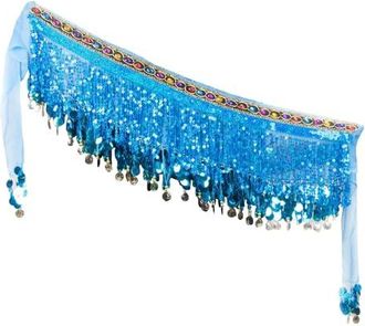Generic Ceinture Danse Orientale Femme, &Eacute;charpes de Hanche de Danse du Ventre Fille Foulard Belly Dance Foulard &agrave; Sequins Dor&eacute; &Eacute;charpe D&eacute;guisement Mousseline 
