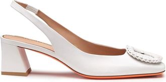 Santoni Femme, Chaussures, Blanc, Taille: 41 EU Escarpin Slingback &agrave; talon moyen