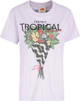 Farm Rio Farm Rio, Femme, Tops, Multicolore, Taille: 36 FR T-shirt Coupe Standard Bouquet Tropical