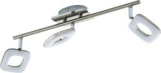 Eglo LED Deckenlampe Litago, Deckenstrahler, Stahl in Nickel-matt, Kunststoff in Weiss warmweiß