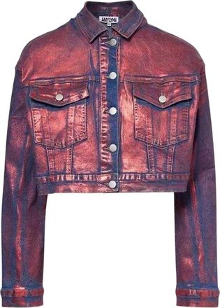 Amy Lynn AmyLynn - Jeansjacke f&uuml;r Damen, Metallic (Rot)