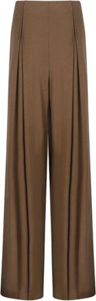 Max Mara Femme, Pantalons, Brun, Taille: 38 FR Wool Jersey Pantalons