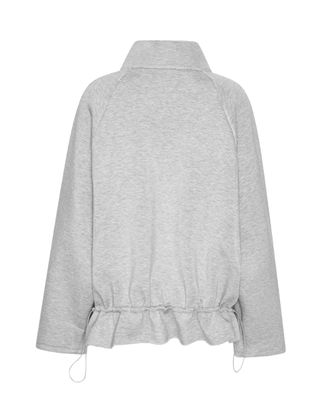 Rotate Womens Sweatshirt Scuba Half Zip Light Grey Melange No Lining Sweatshirts Sweater