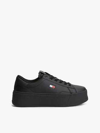 Tommy Hilfiger Baskets compens&eacute;es en cuir &agrave; semelle cuvette